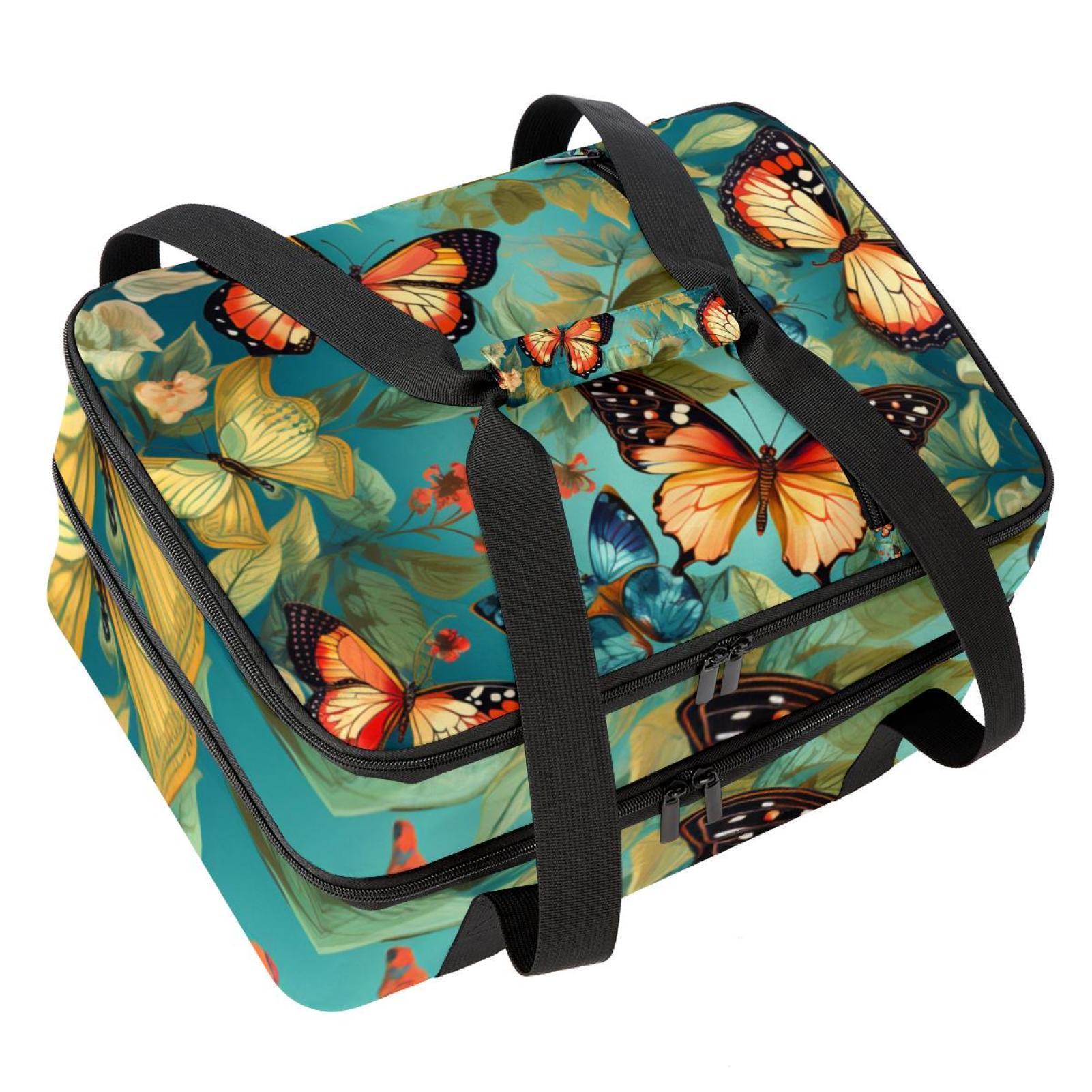 Butterfly Double-Layered Insulated Refrigerated Lunch Bag with Two ...