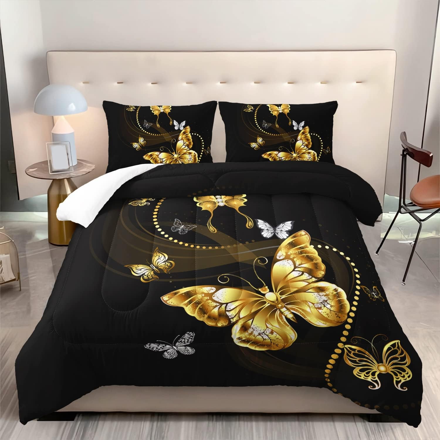 Butterfly Dragonfly Comforter Set for Girls Kids Adults Gradient Line ...