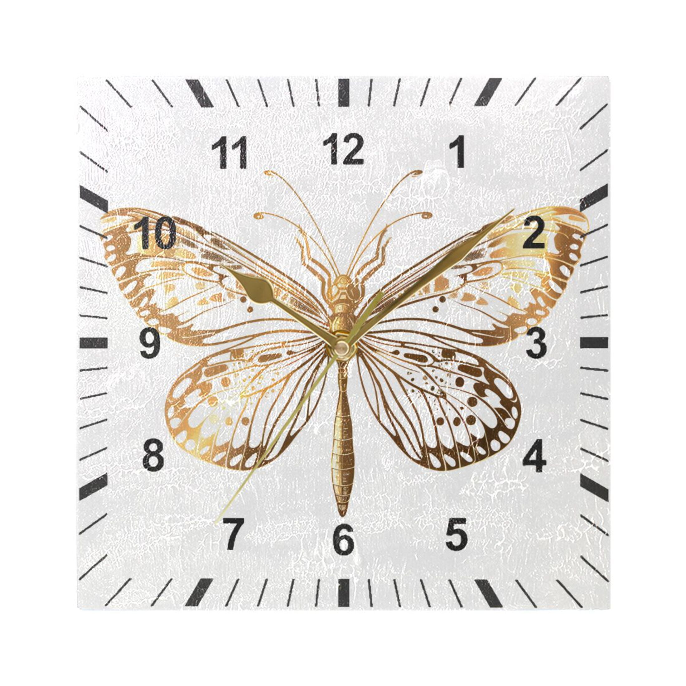 Butterfly Dragonfly Wall Clock Battery Operated Silent Non-Ticking ...