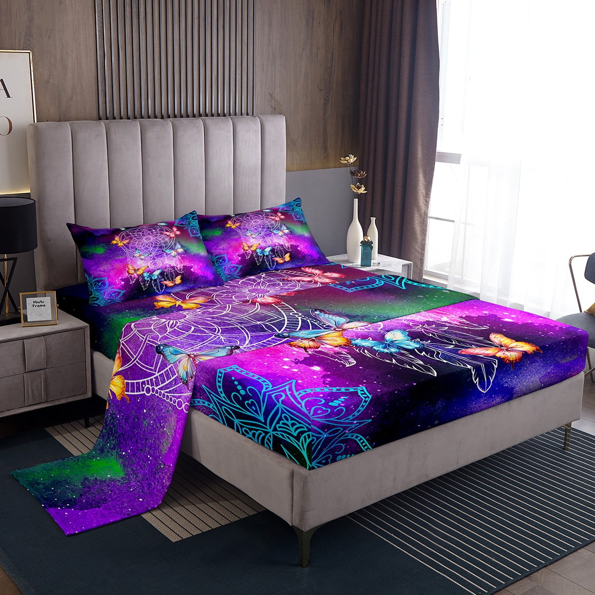 Butterfly Dreamcatcher Sheets Butterfly Purple Queen Bed Sheets Set ...