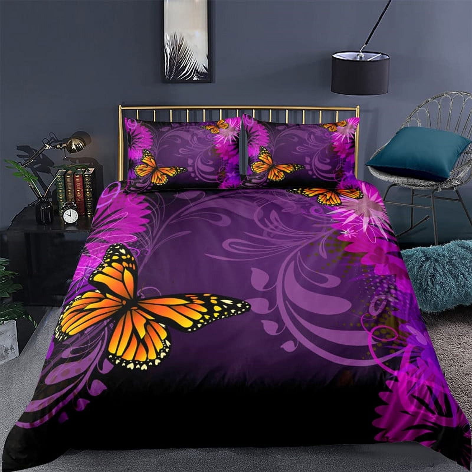 Butterfly Duvet Cover Insect Wings Bedding Set Modern Ornate Fashion ...