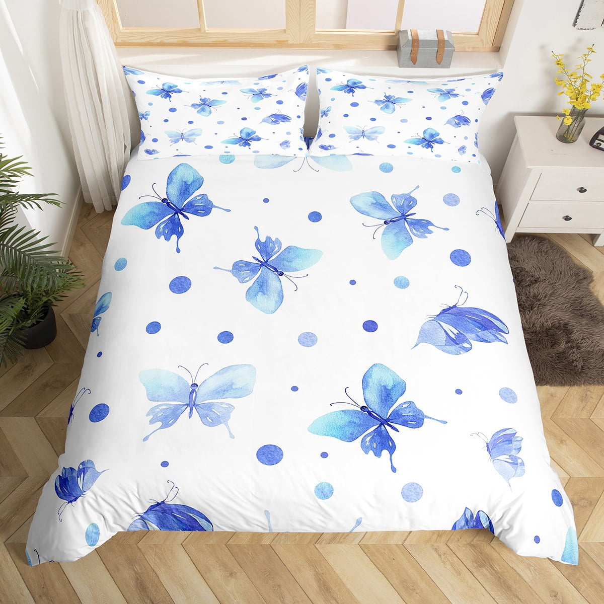 Butterfly Duvet Cover Women,Ombre Art Flying Butterflies Bedding Set ...