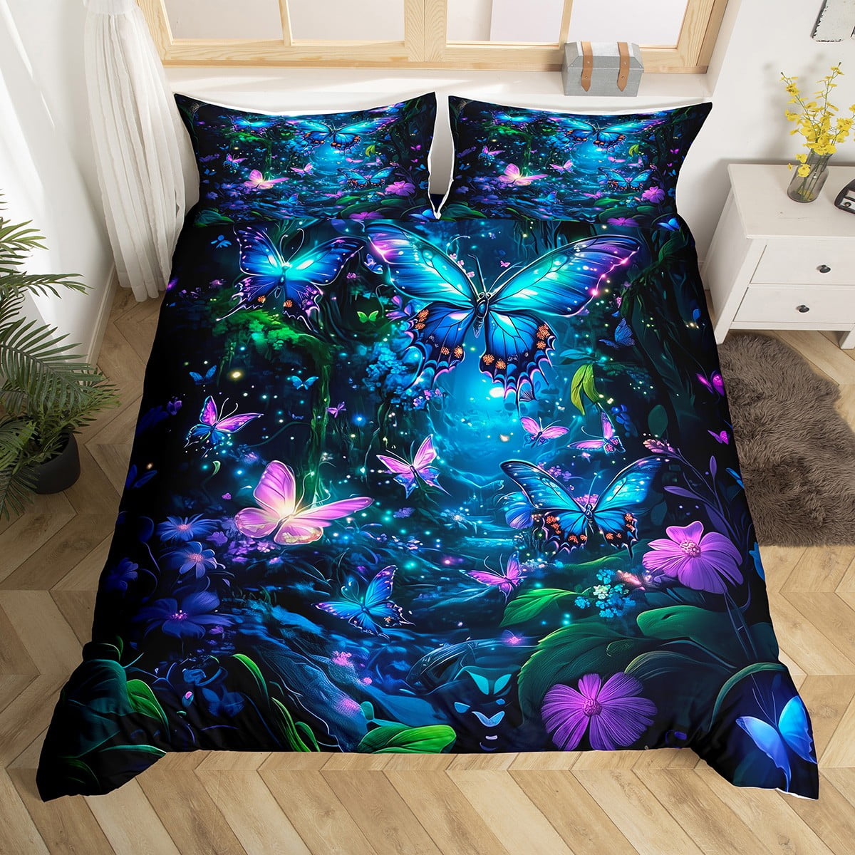 Butterfly Duvet Cover Set Dreamy Butterflies Comforter Cover,Watercolor ...