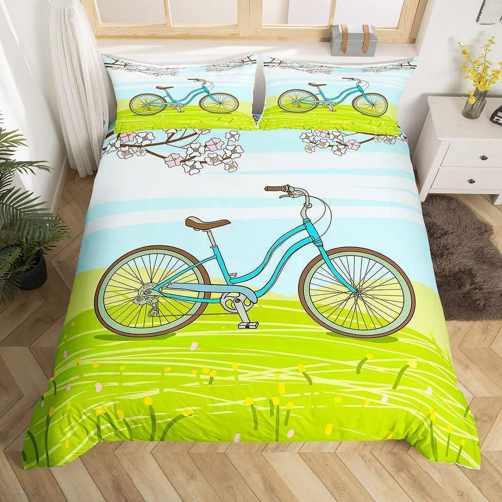 Butterfly Duvet Cover Set Kids Floral Bicycle Bedding Set Fantasy ...