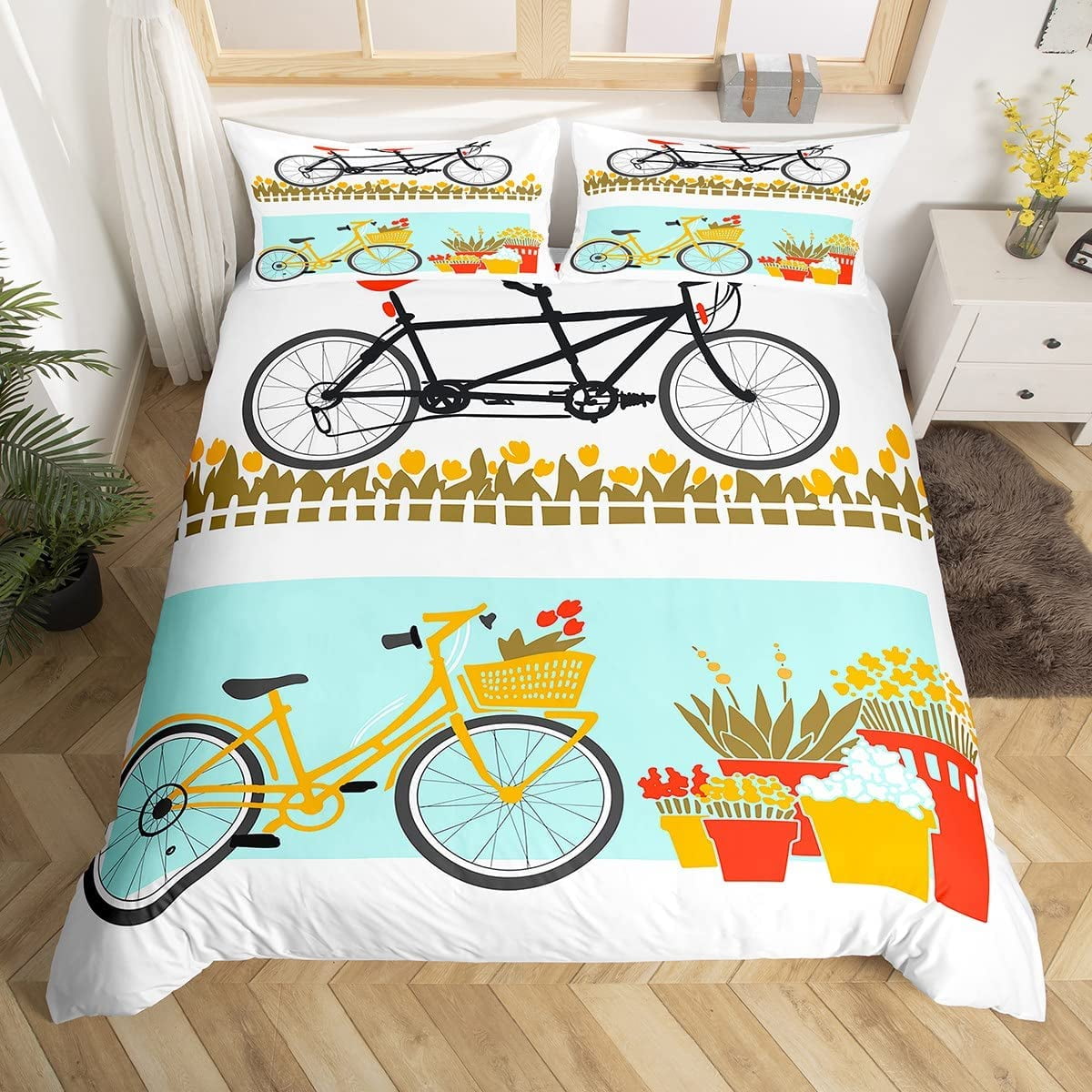 Butterfly Duvet Cover Set Kids Floral Bicycle Bedding Set Fantasy ...