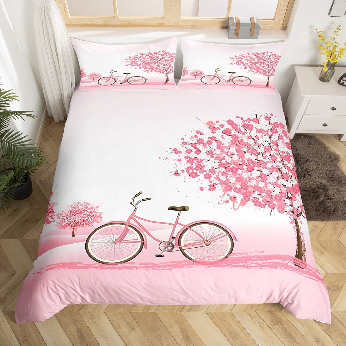 Butterfly Duvet Cover Set Kids Floral Bicycle Bedding Set Fantasy ...