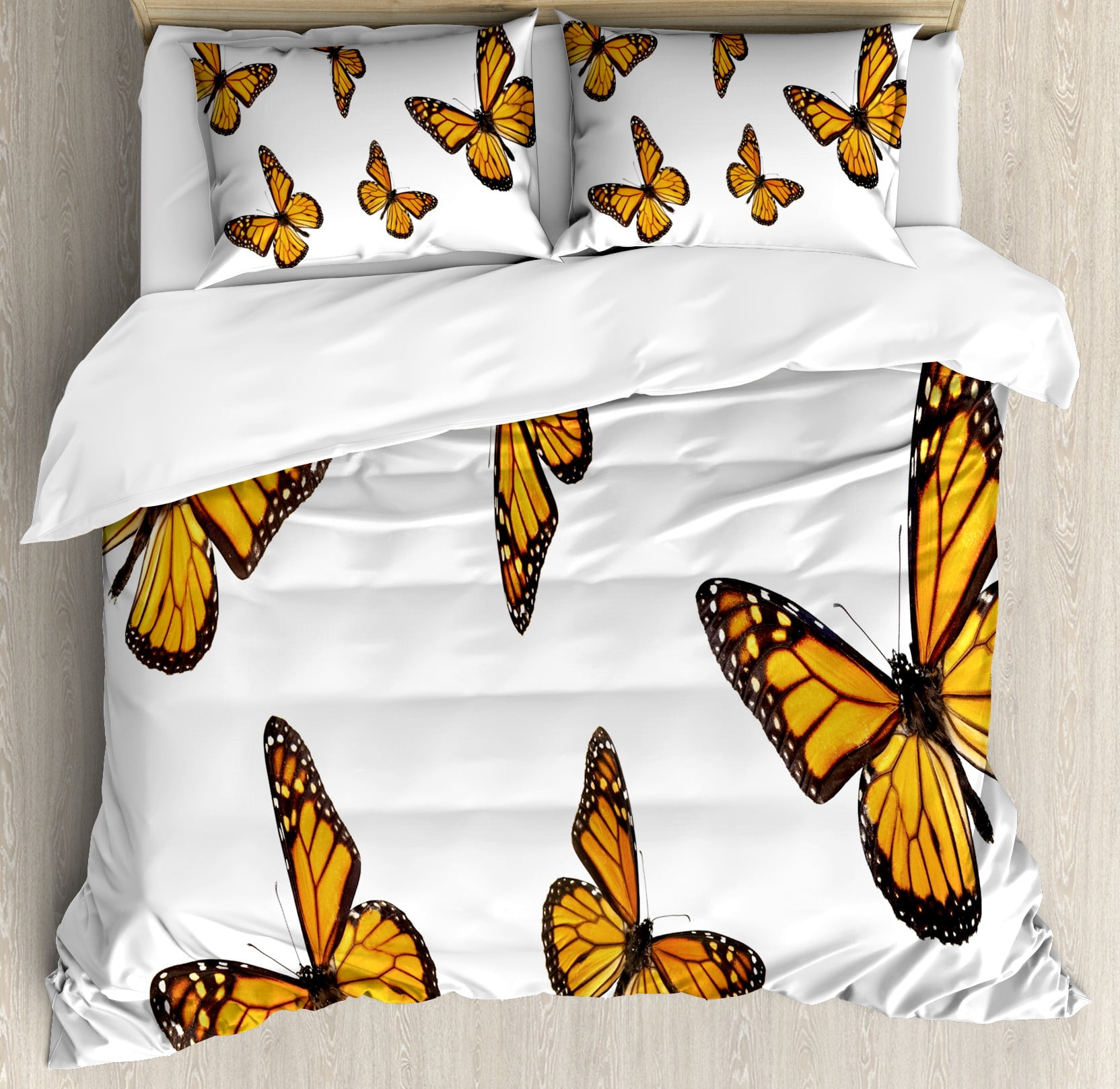Butterfly Duvet Cover Set, Monarch Moth Delicate Creature with Wings on ...