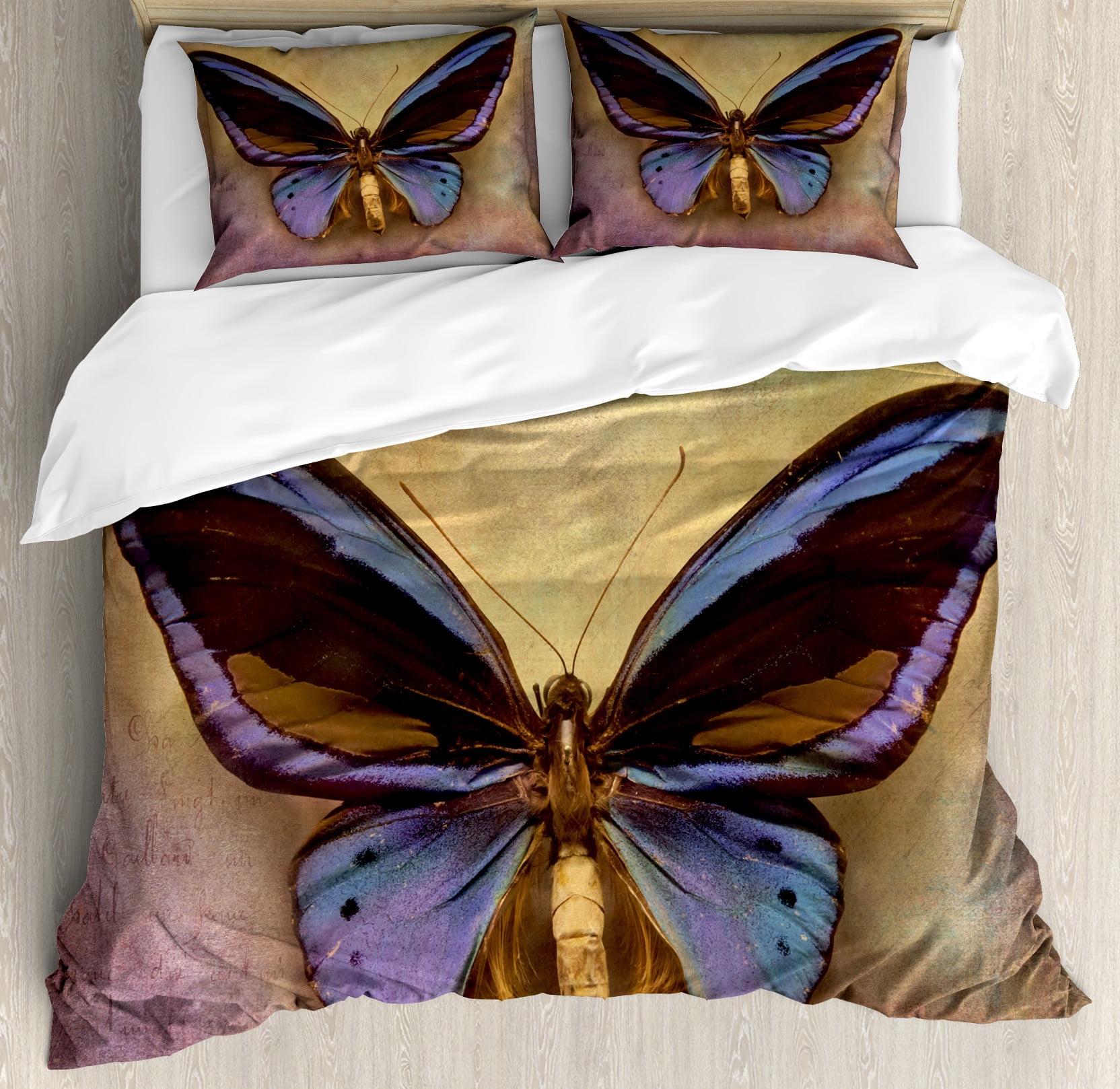 Butterfly Duvet Cover Set, Monarch Butterfly Vintage British Grunge ...
