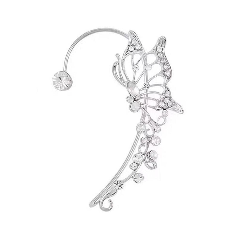 Butterfly Ear Cuff Silver Zircon Clip Non Piercing NEW Earring-XP Wrap ...