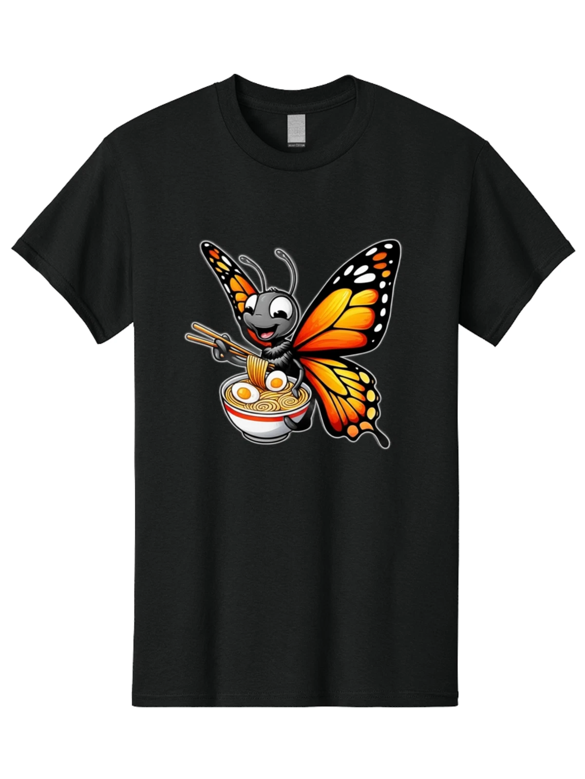 Butterfly-Eating-Ramen-2 Mens Graphic Tee, 100% Cotton, Casual Summer ...