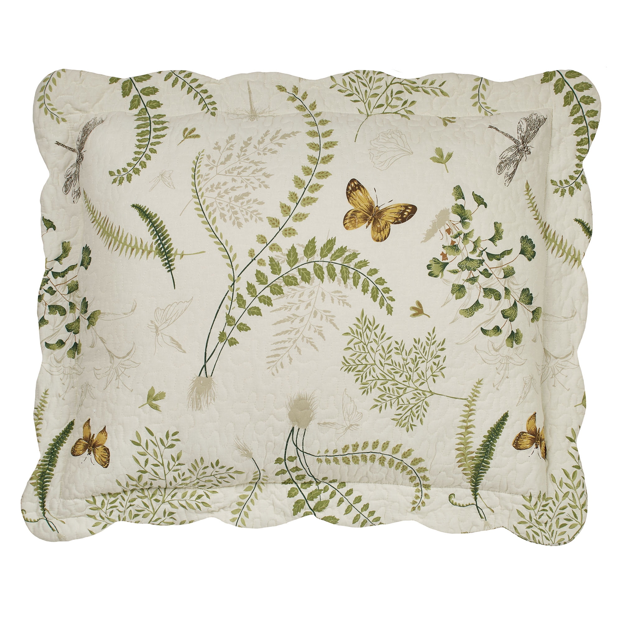 Butterfly Eden Reversible Quilted Eggshell Sham Standard - Walmart.com