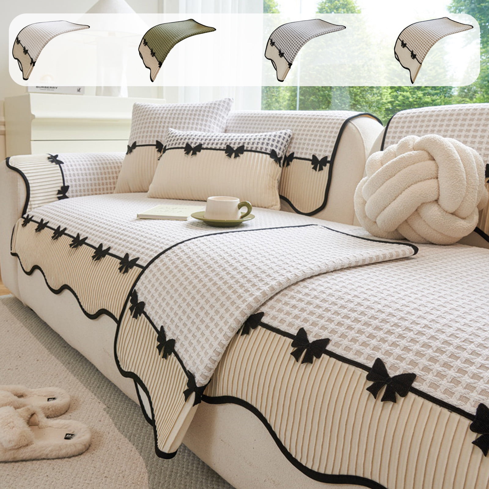Butterfly Edge Thickened Warm Winter Sofa Cushion, Straight Sofa Fixing ...