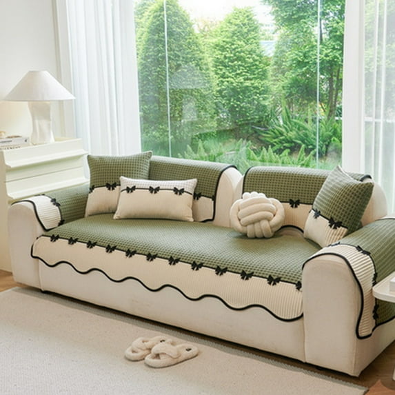 Butterfly Edge Winter Thickened Sofa Cushion with Quilted Design, 59.06 ...