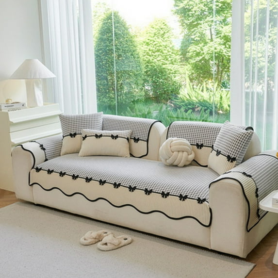 Butterfly Edge Winter Thickened Sofa Cushion with Quilted Design, 59.06 ...