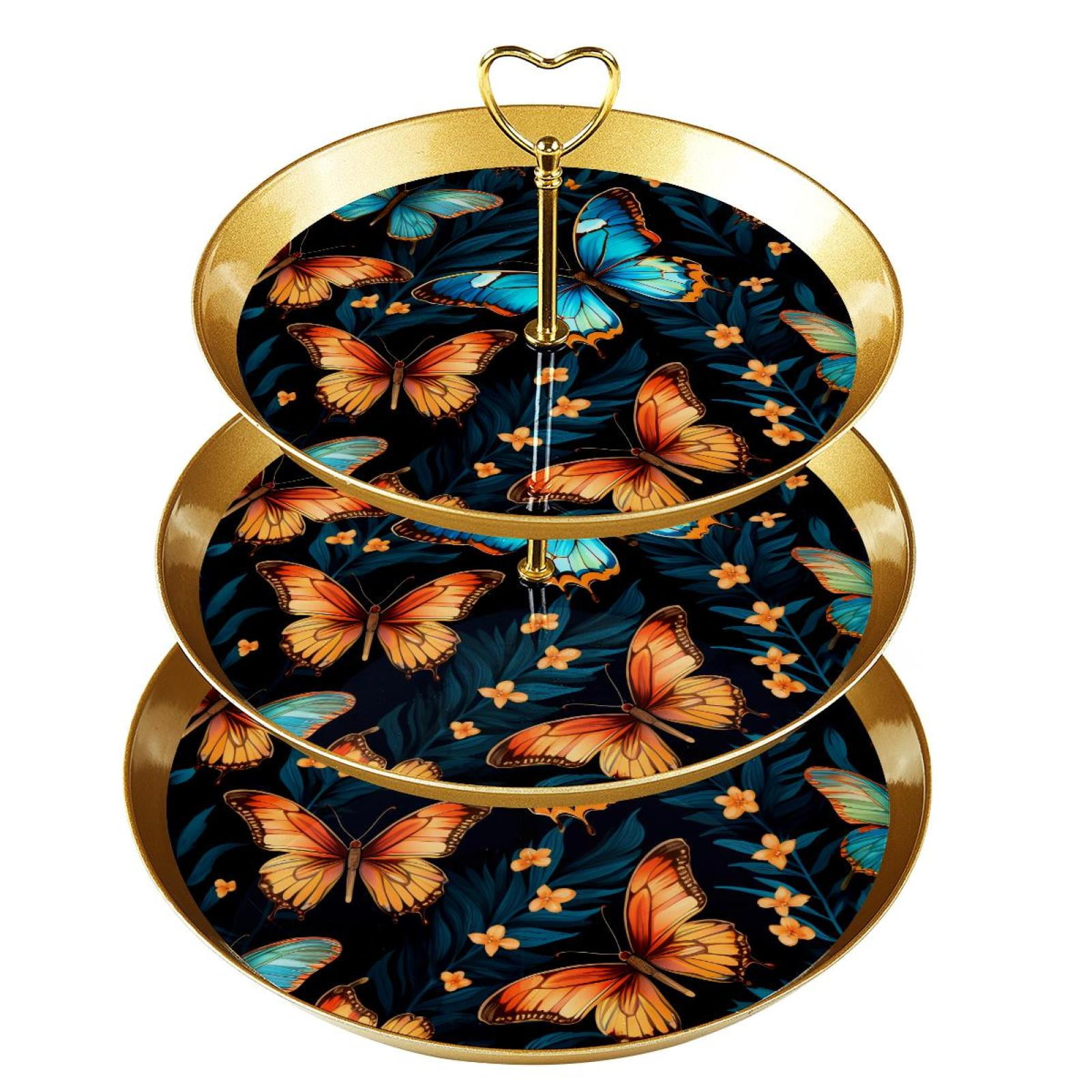 Butterfly Elegant Dessert Table Jewelry Holder Stand with Plastic Discs ...