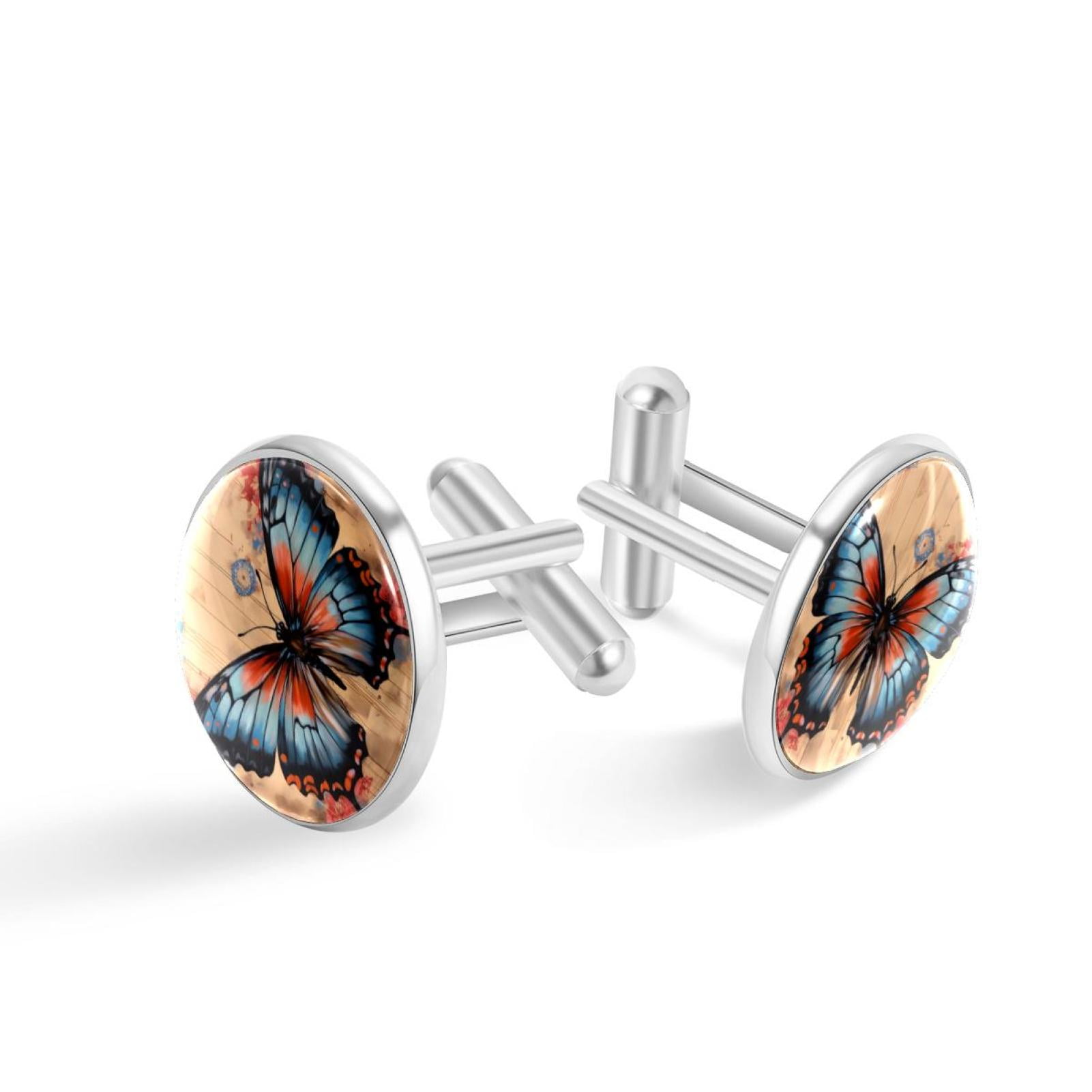 Butterfly Elegant Stainless Steel Shirt Clip Cufflink Set for Formal ...