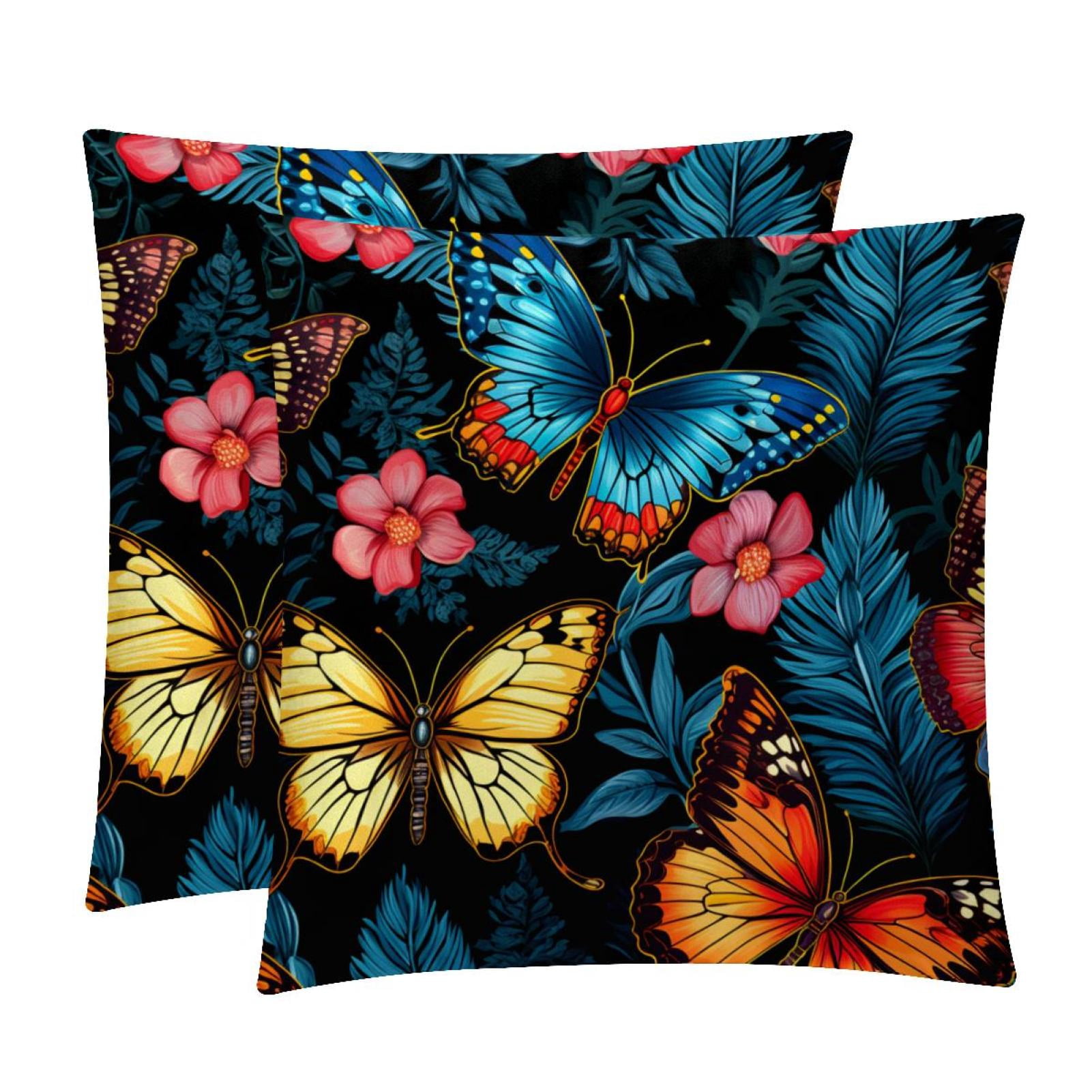 Butterfly Elegant Velvet Throw Pillows with Unique Patterns for Chair ...