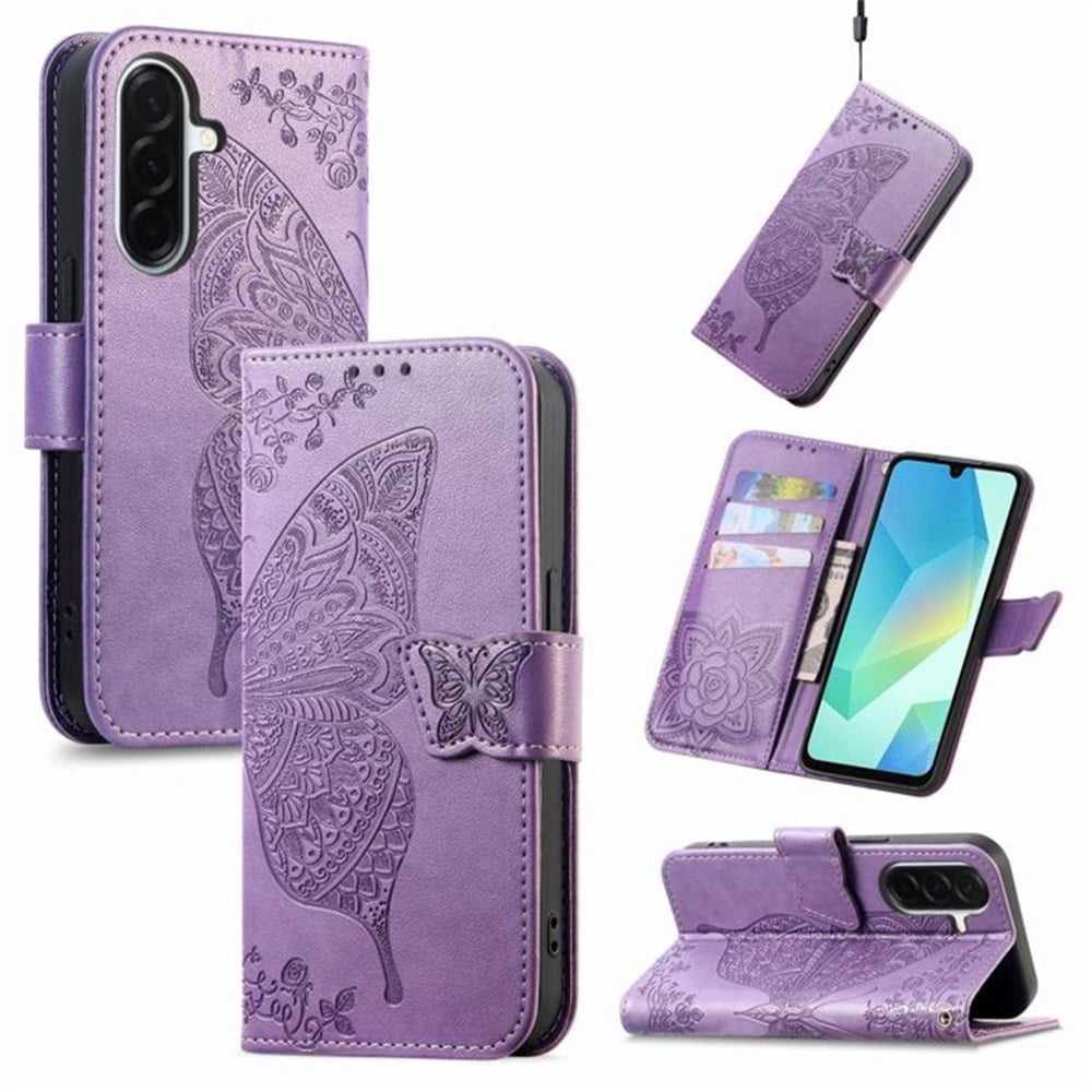 Butterfly Embossed Wallet Case for Samsung Galaxy A57 5G, PU Leather ...