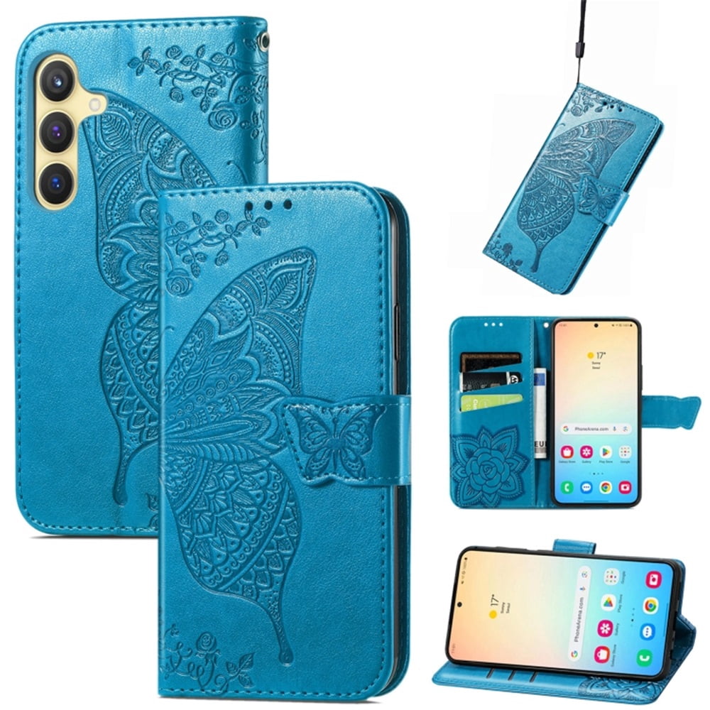 Butterfly Embossed Wallet Case for Samsung Galaxy S25 Plus 5G, PU ...
