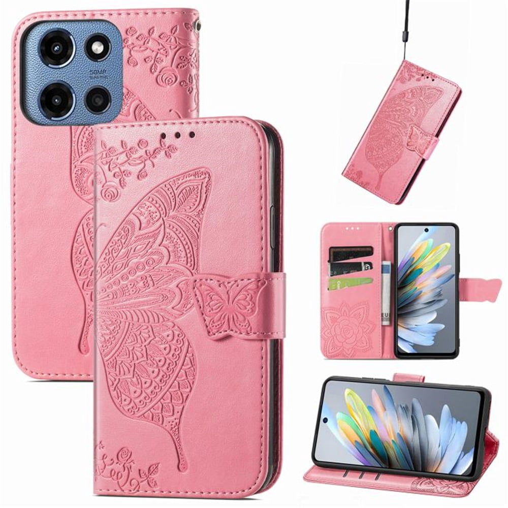 Butterfly Embossed Wallet Case for Motorola Moto G 5G 2025 / 2026, PU ...