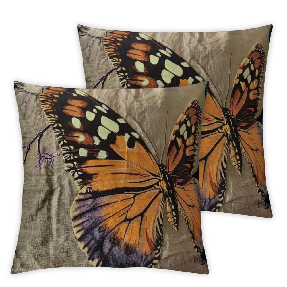Butterfly Embroidered Decorative Throw Pillow CoversLuxurious Polyester ...