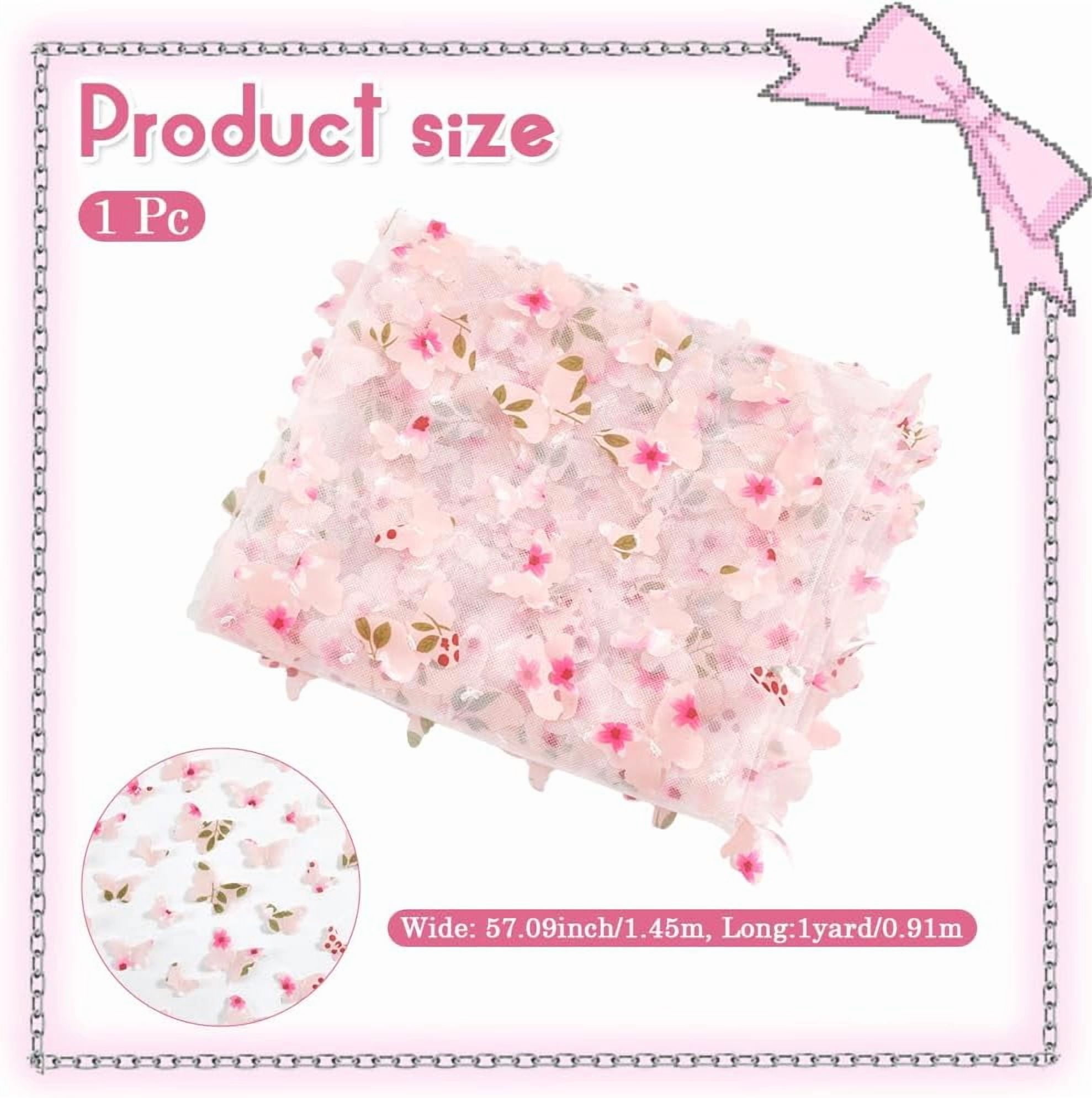Butterfly Embroidered Fabric Pink Gradient 3D Butterflies Mesh Net ...