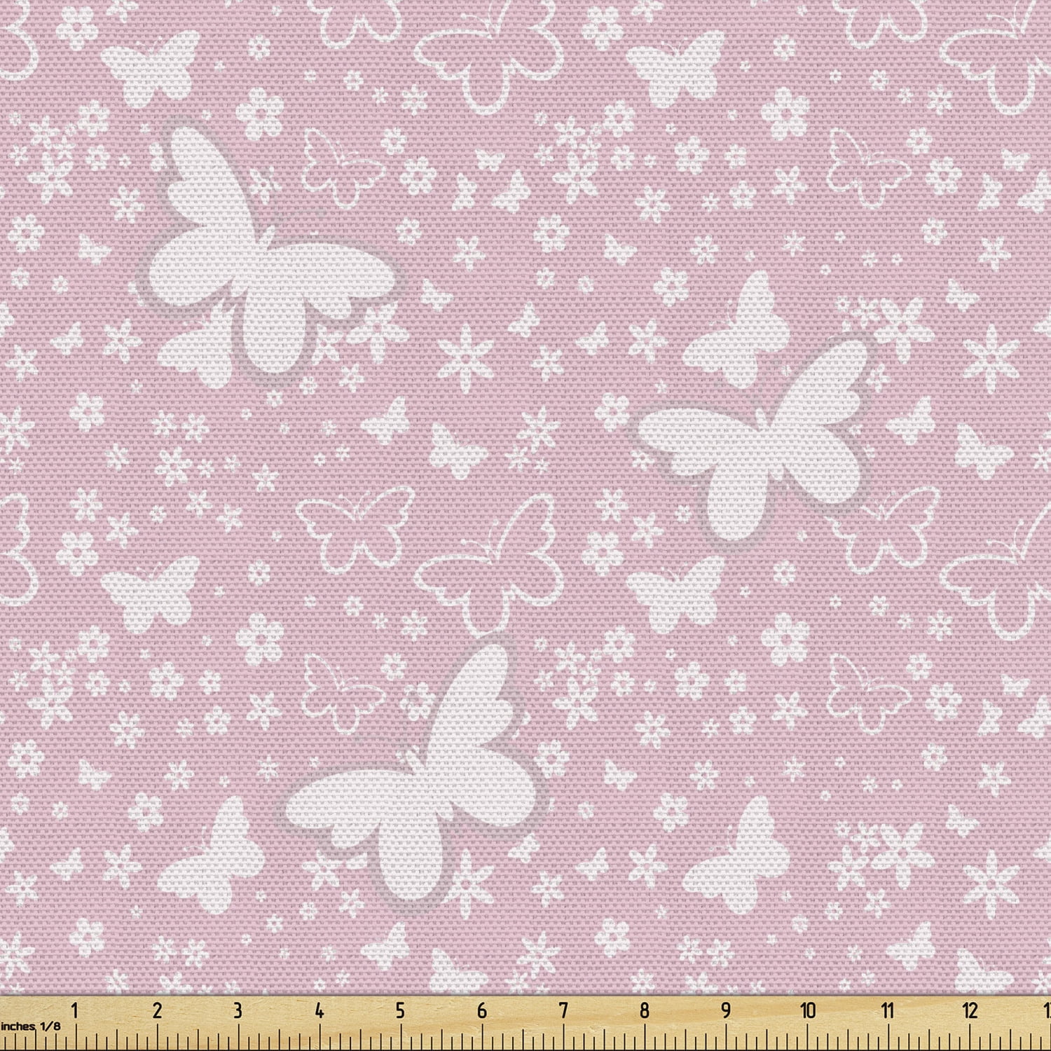 Ambesonne Butterfly Fabric by the Yard Upholstery, Soft Pink Floral, 1 ...