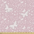 Ambesonne Butterfly Fabric by the Yard Upholstery, Soft Pink Floral, 1 ...