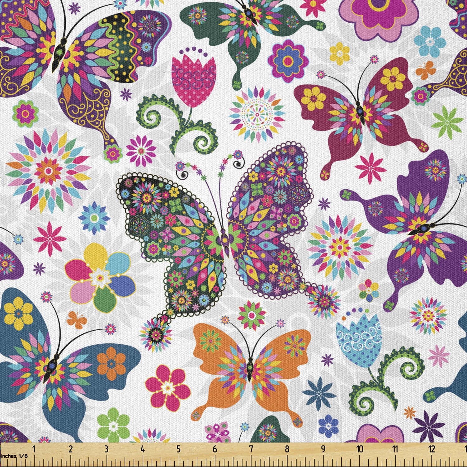 Butterfly Fabric by The Yard, Sixties and Seventies Inspired Complex ...