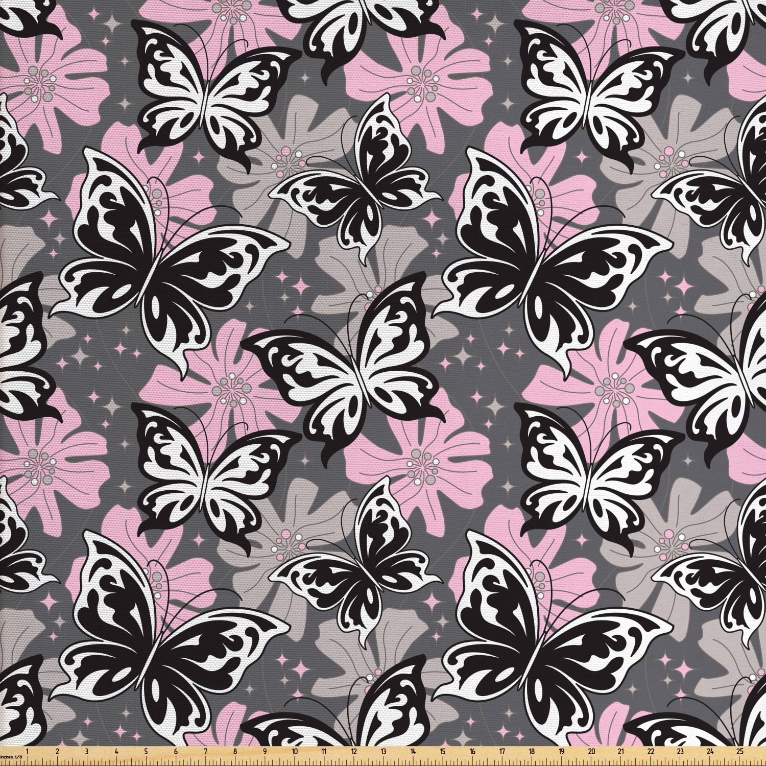 Ambesonne Butterfly Fabric by the Yard Upholstery, Romantic Summertime ...