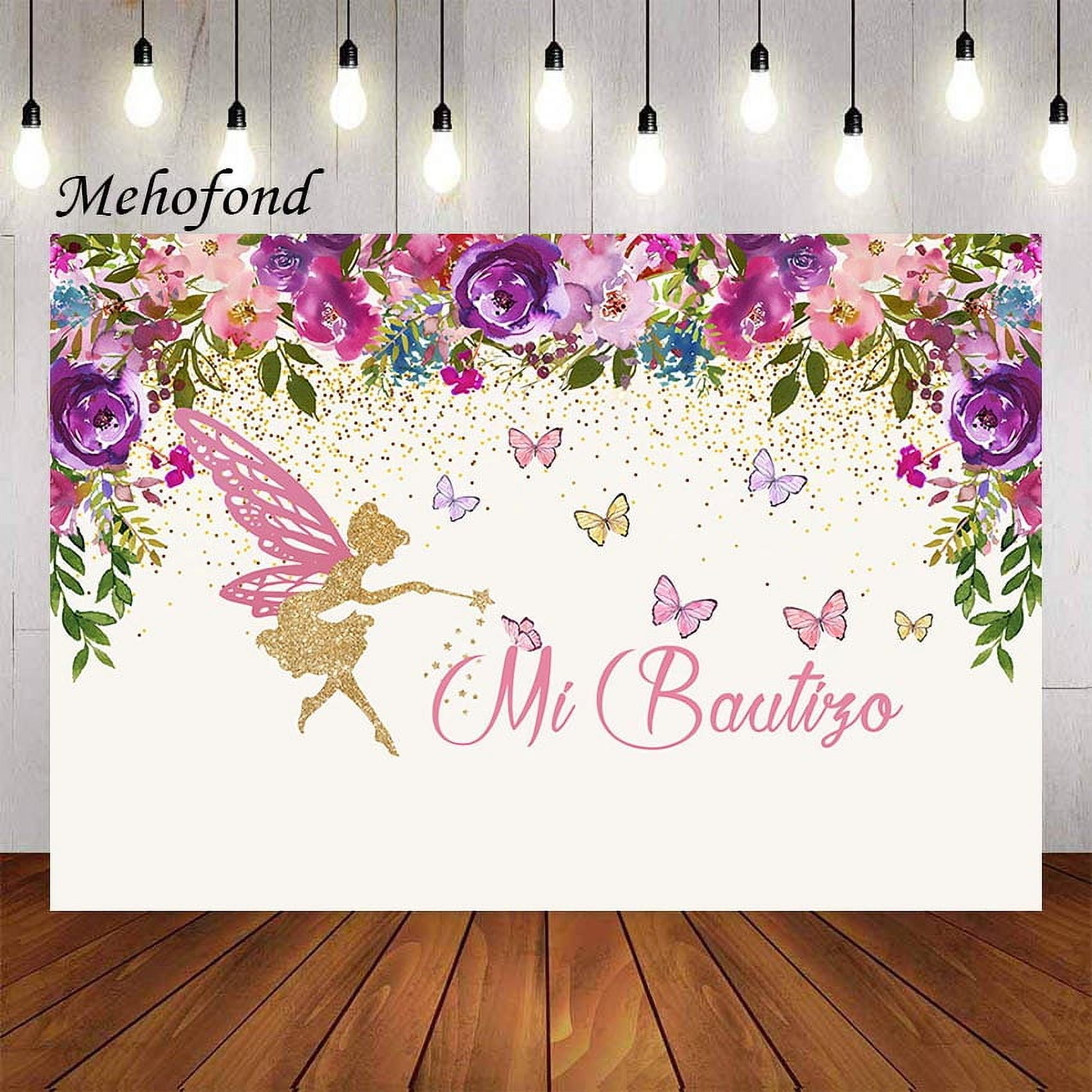 Butterfly Fairy Flower Girl Mi Bautizo Christening God Bless Party r ...
