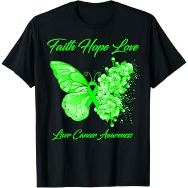 Butterfly Faith Hope Love Liver Cancer Awareness T-Shirt - Walmart.com