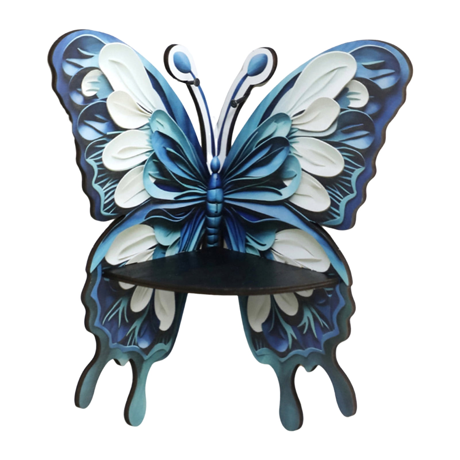 Butterfly Faux Crystal Corner Shelf Wooden Living Room Wall Floating ...