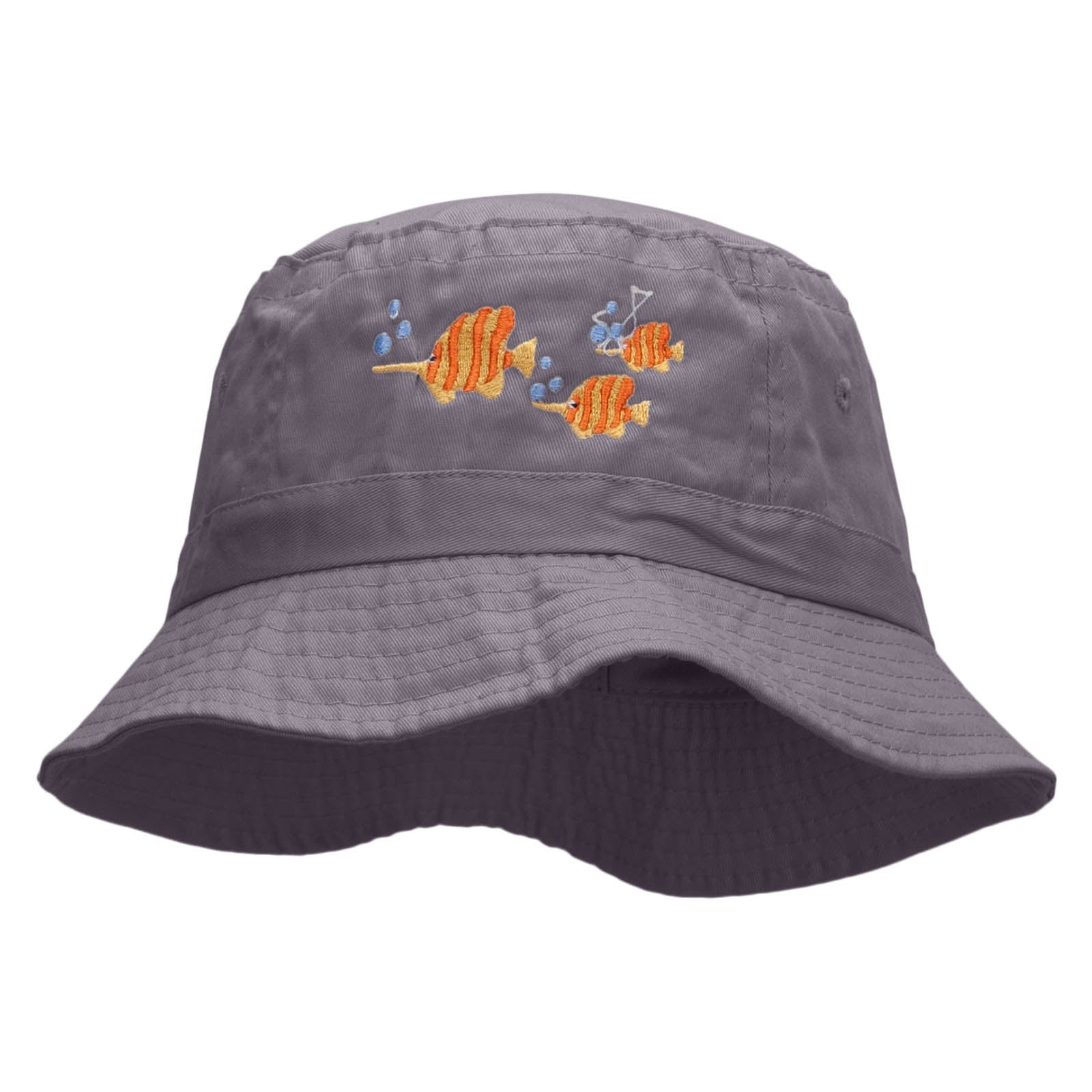 Butterfly Fish Embroidered Bucket Hat - Charcoal OSFM - Walmart.com