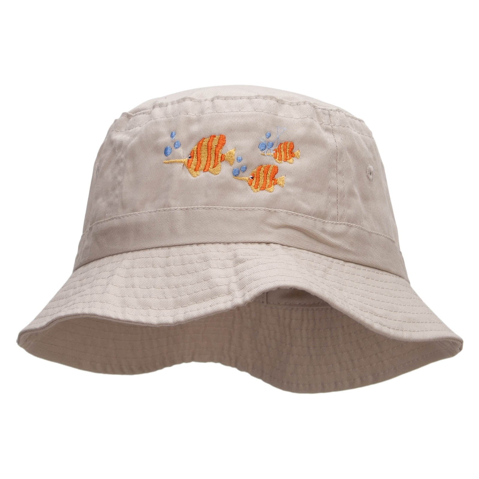 Butterfly Fish Embroidered Bucket Hat - Natural OSFM - Walmart.com