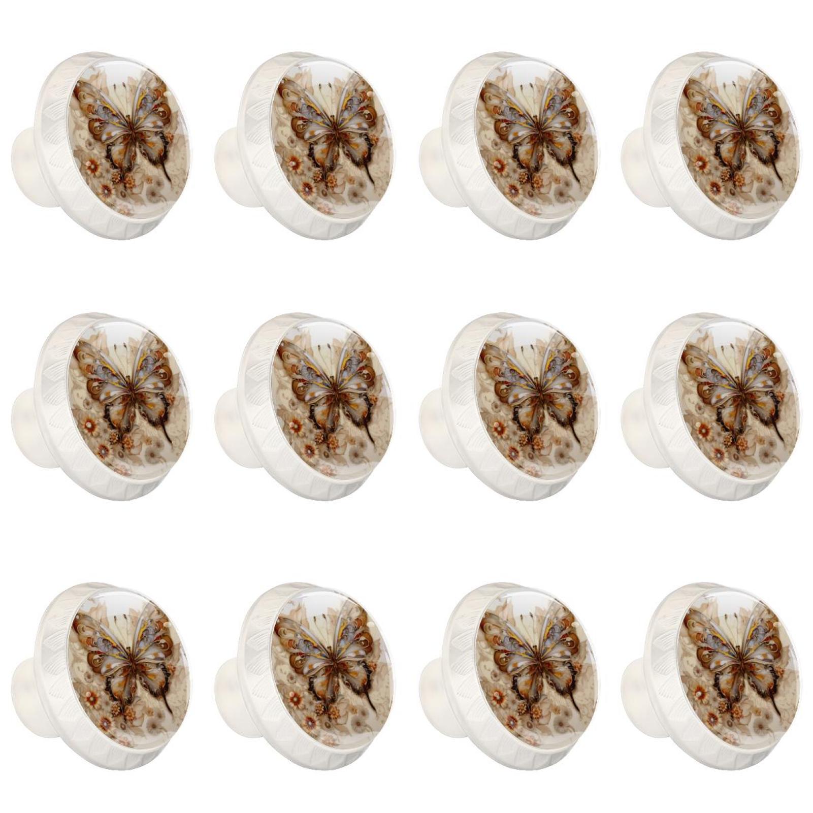 Butterfly Fission Figure 12 Pcs White Round Drawer Pulls with Screws ...