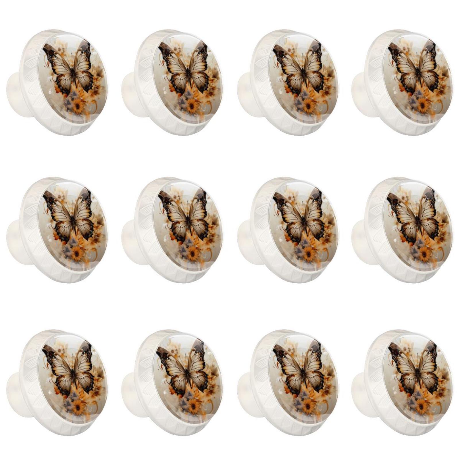 Butterfly Fission Figure 12 Pcs White Round Drawer Pulls with Screws ...