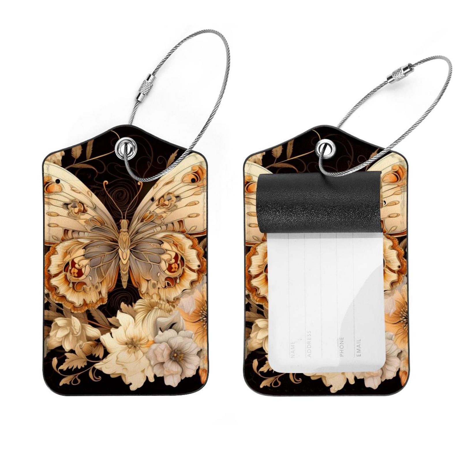 Butterfly Fission Figure Pattern 2 Pack Luggage Tag Suitcases PU ...