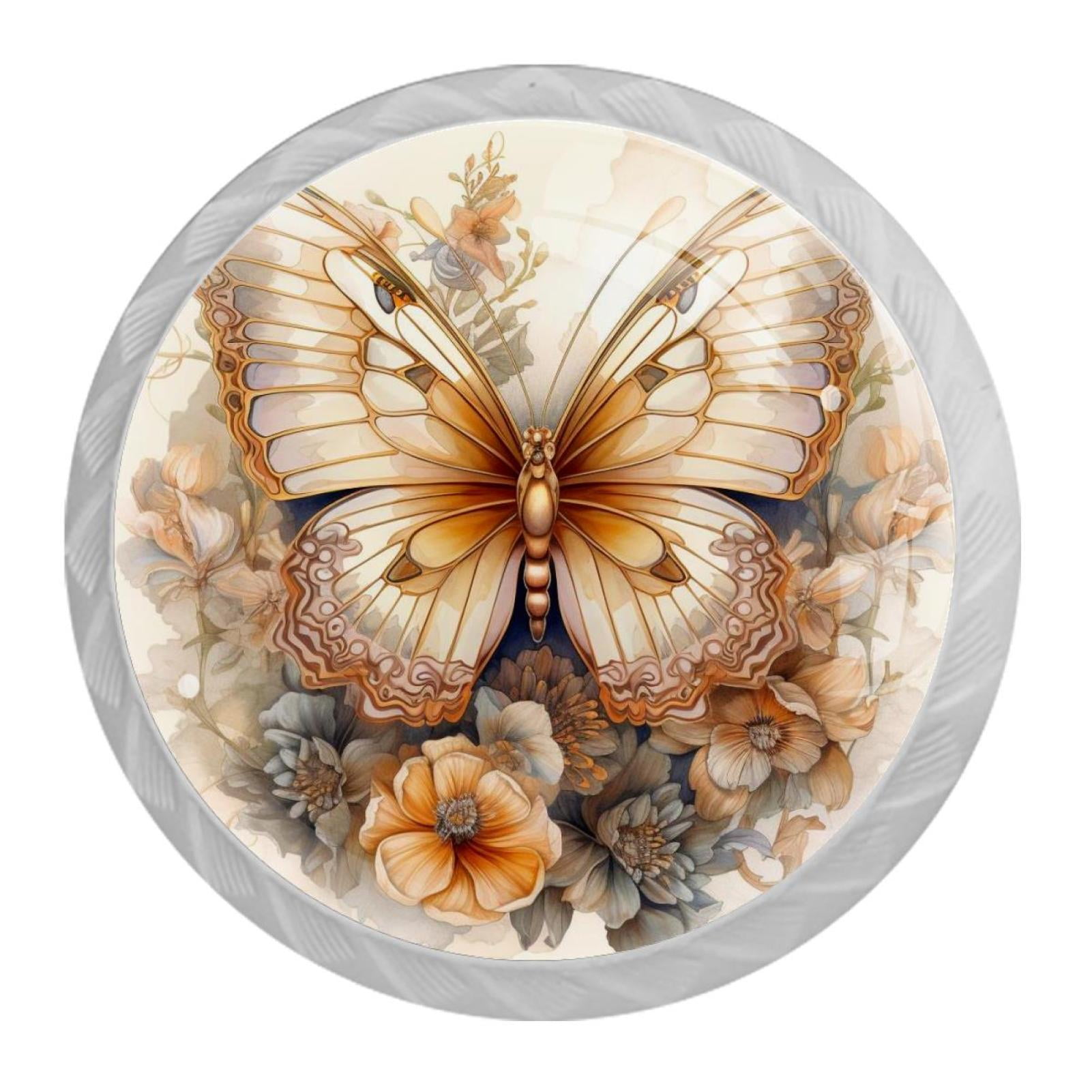 Butterfly Fission Picture Painted Custom Drawer Knobs - Cabinet Knobs ...