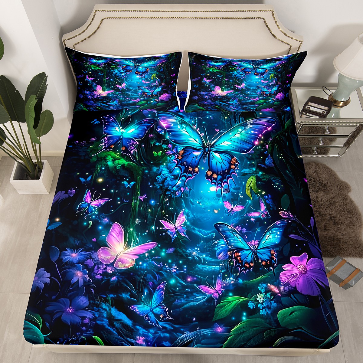 Butterfly Fitted Sheet Dreamy Butterflies Sheets,Watercolor Beetles Bed ...