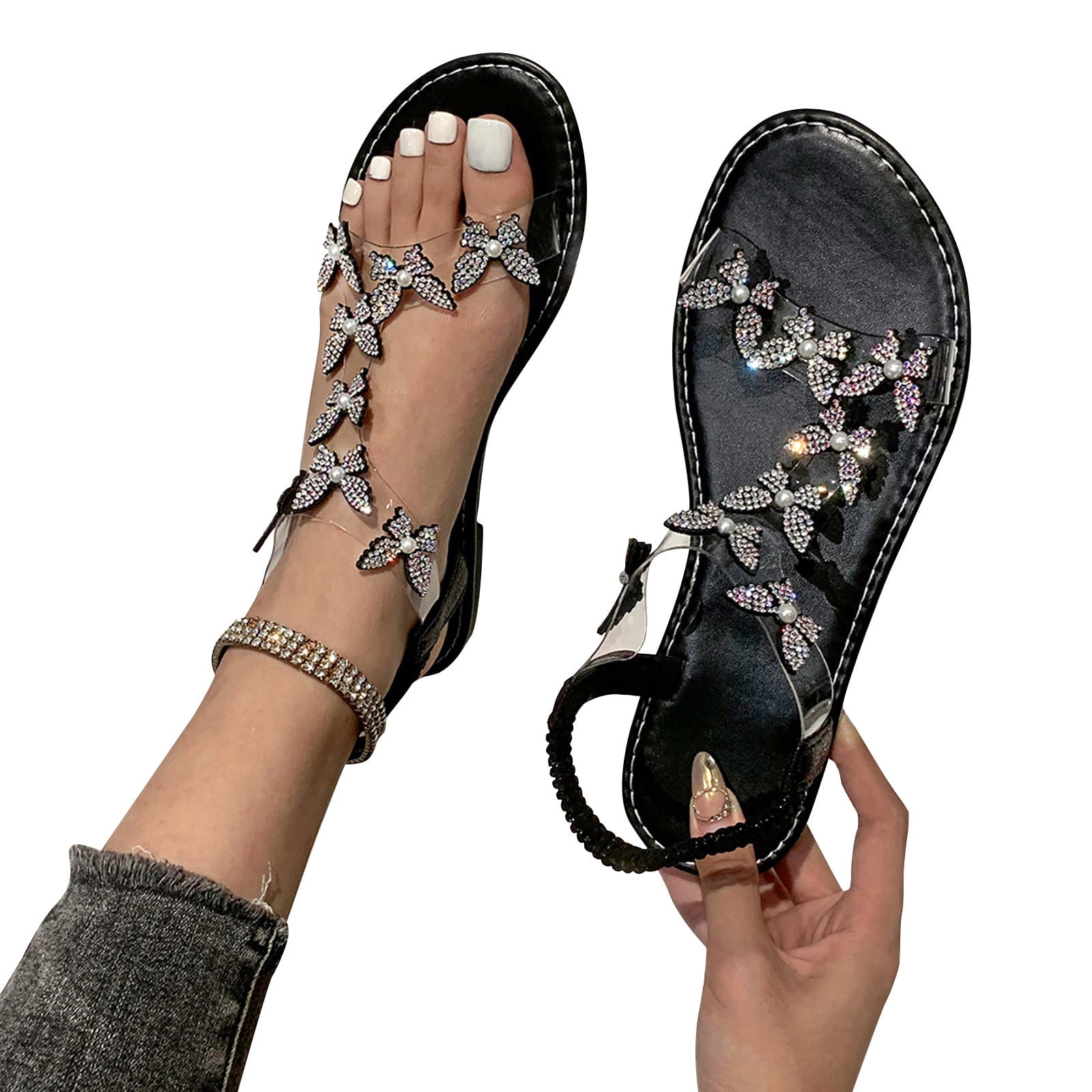 Butterfly Flat Sandals for Women Fashion Casual Bohemia Elegant Slip On ...