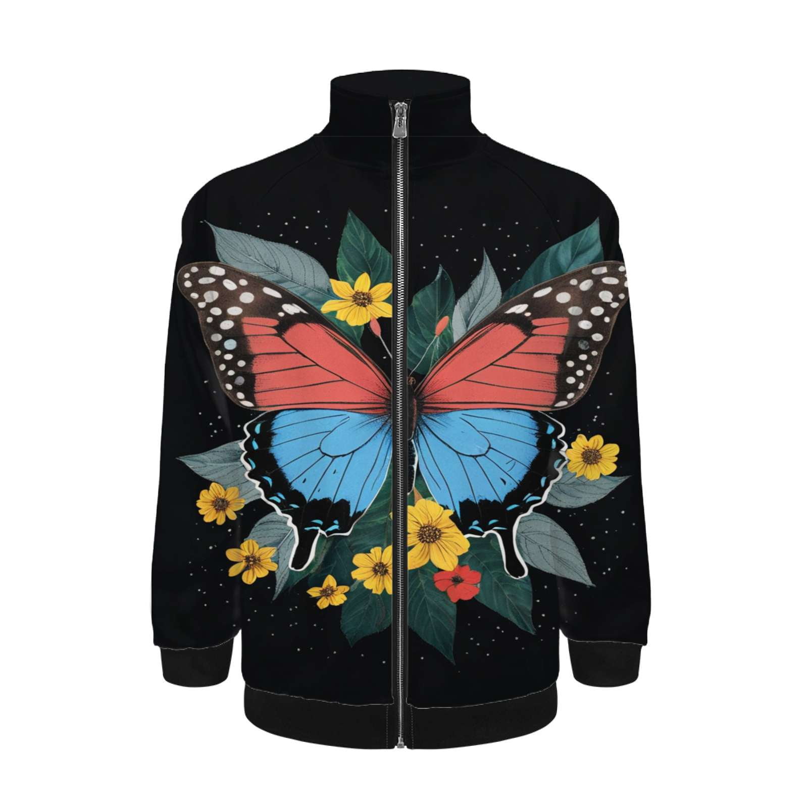 Butterfly Floral Art Print Jacket Men's Street Cool Long Sleeves Coat ...