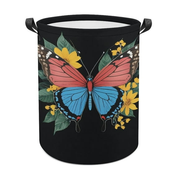 Butterfly Floral Art Print Large Dirty Clothes Hamper Foldable Laundry ...