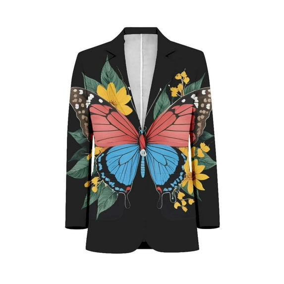 Butterfly Floral Art Print Men Blazers Slim Clothing Summer Jacket Man ...