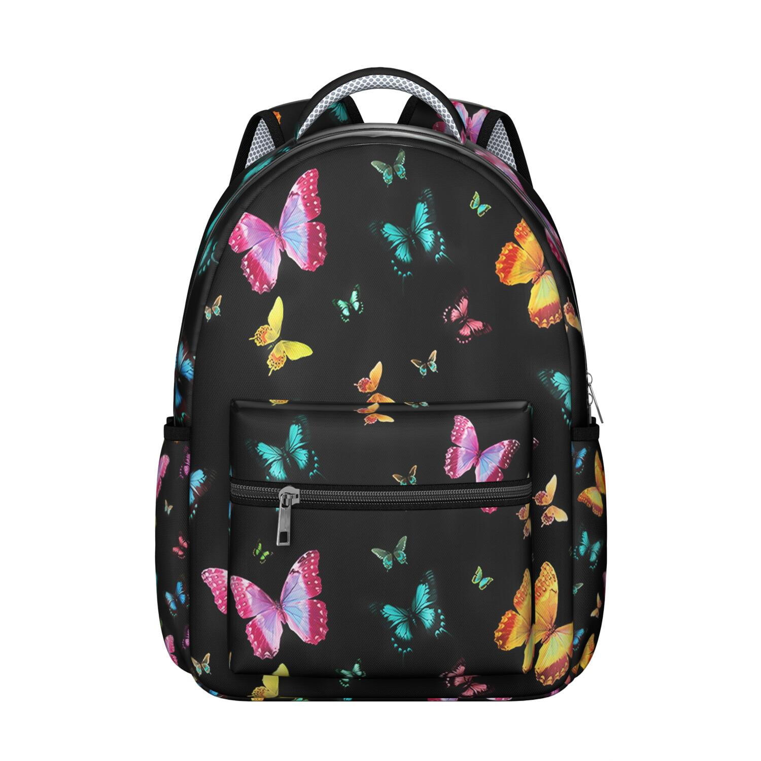 Butterfly Floral Design Backpack - Durable School Bag with Laptop ...
