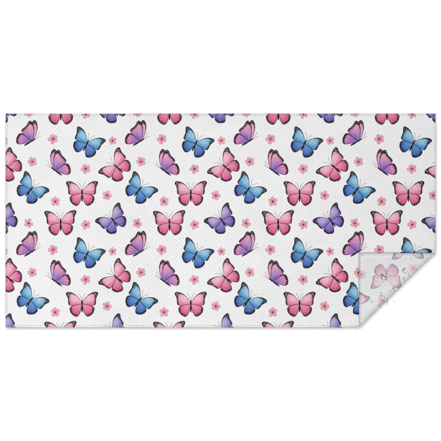 Butterfly Floral Dot White Pattern Rectangular Tablecloth 60x120 Inch ...