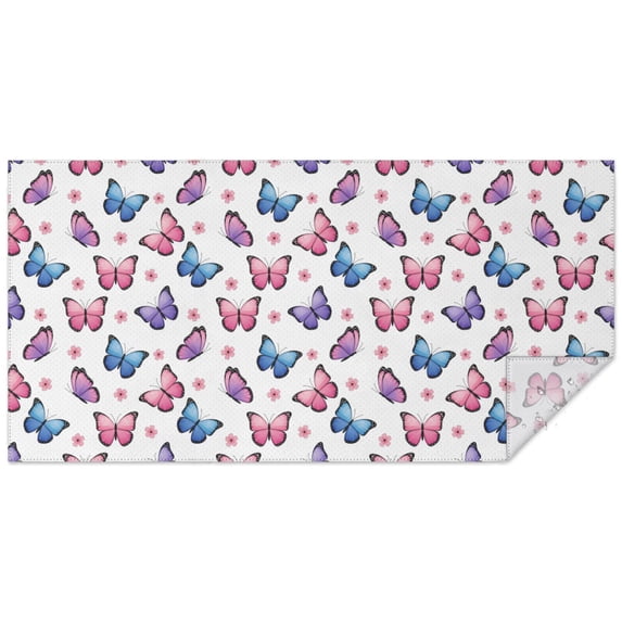 Butterfly Floral Dot White Pattern Rectangular Tablecloth 60x120 Inch ...