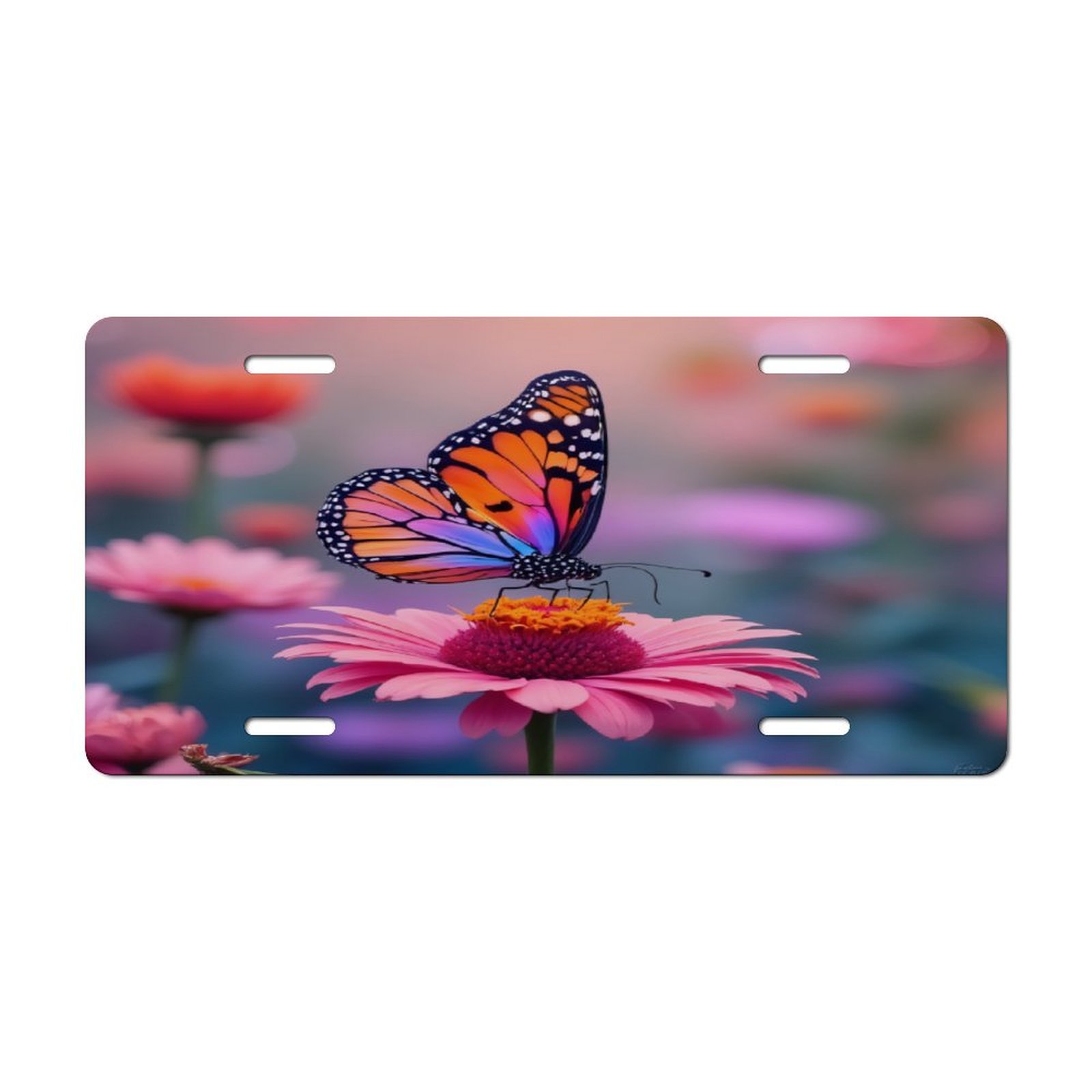 Butterfly Floral Garden-1 License Plate Lightweight Aluminum Automotive ...