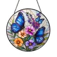 Butterfly Floral Garden Landscape Stained Glass Style Window Suncatcher ...