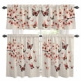 Butterfly Floral Kitchen Curtains Set for Windows, Watercolor Pink ...